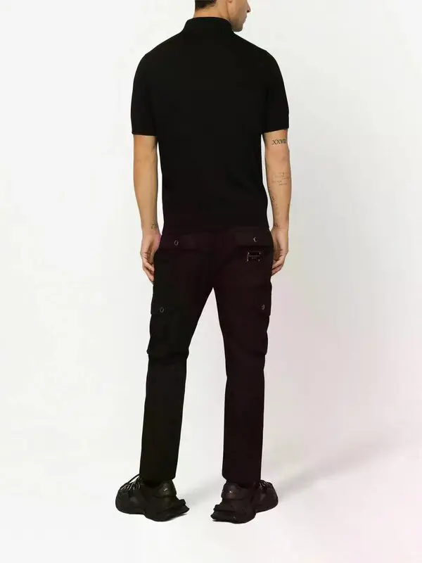 Dolce & Gabbana Logo-tag Wool Polo Shirt - Black