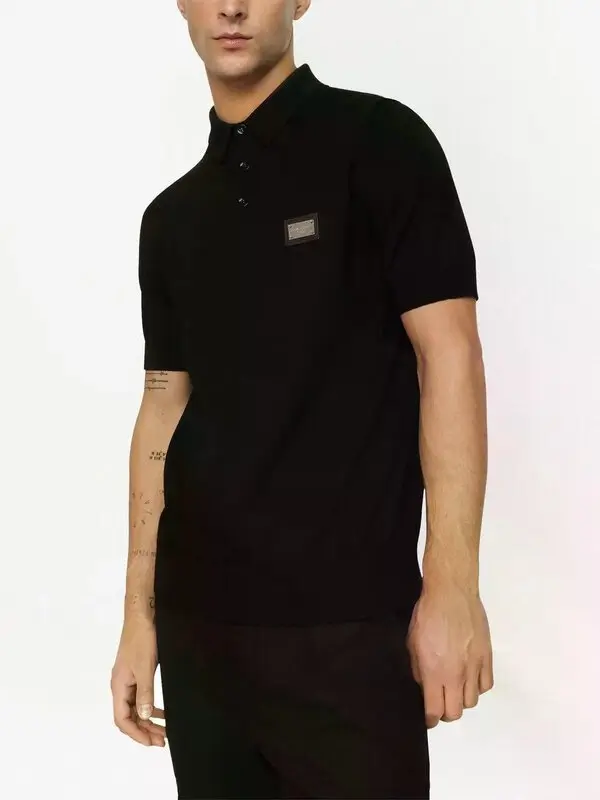 Dolce & Gabbana Logo-tag Wool Polo Shirt - Black