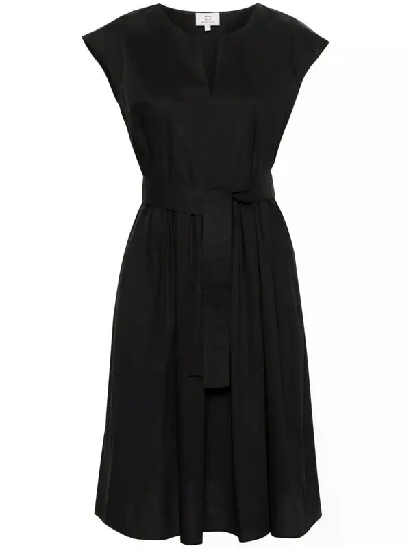 Woolrich Belted Cotton Flared Dress - Black