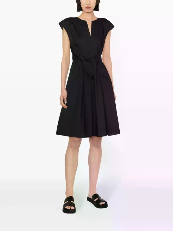 Woolrich Belted Cotton Flared Dress - Black