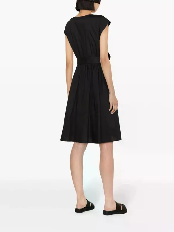 Woolrich Belted Cotton Flared Dress - Black