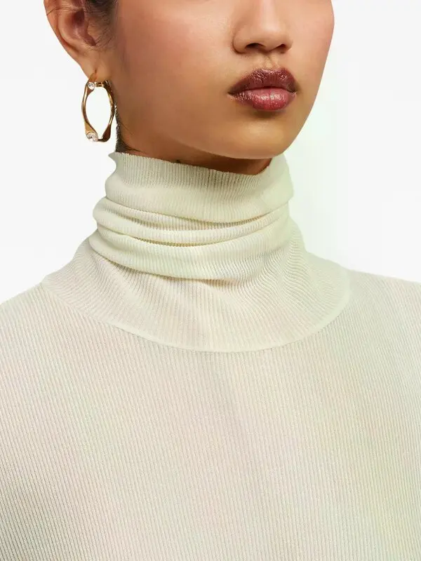 AMI Paris Roll-neck Ribbed Knit Sweater