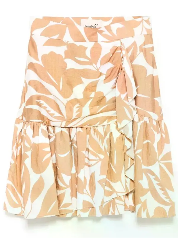 BAMBAH Costa Ruffled Floral Print Skirt - Brown