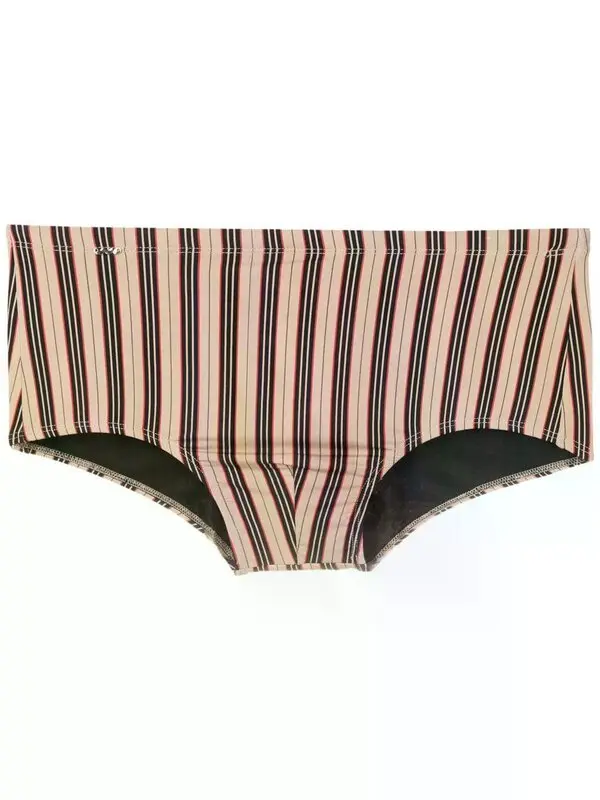 AMIR SLAMA Stripe-print Swimming Trunks - Brown