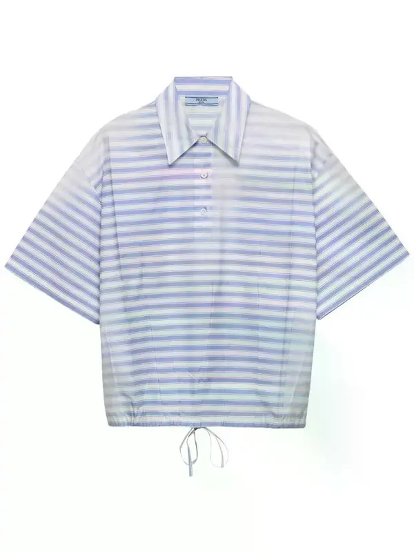 Prada Striped Poplin Polo Shirt