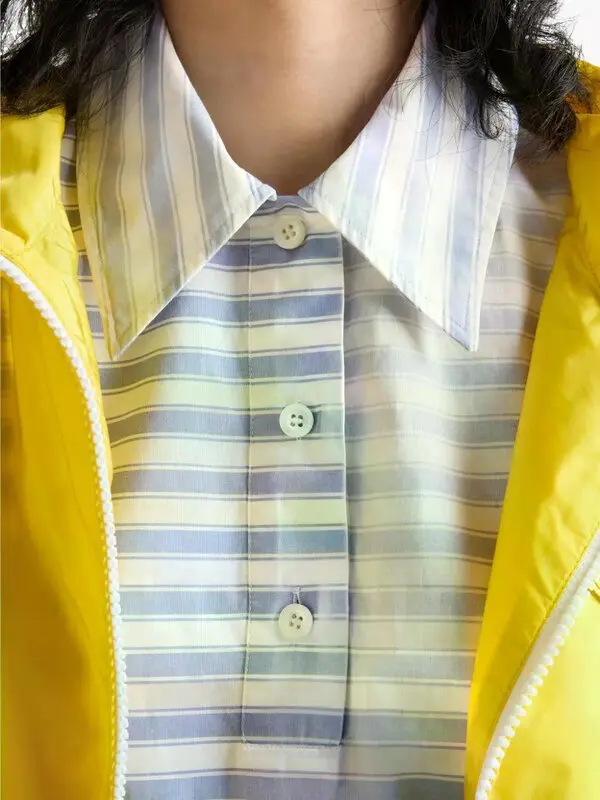 Prada Striped Poplin Polo Shirt