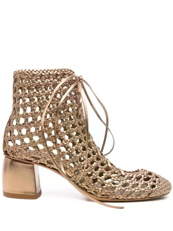 FORTE_FORTE 60mm Woven Lace-up Block Heel Boots