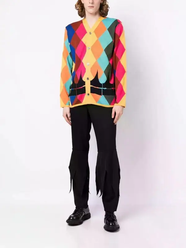 Comme Des Garçons Diamond-print V-neck Cardigan