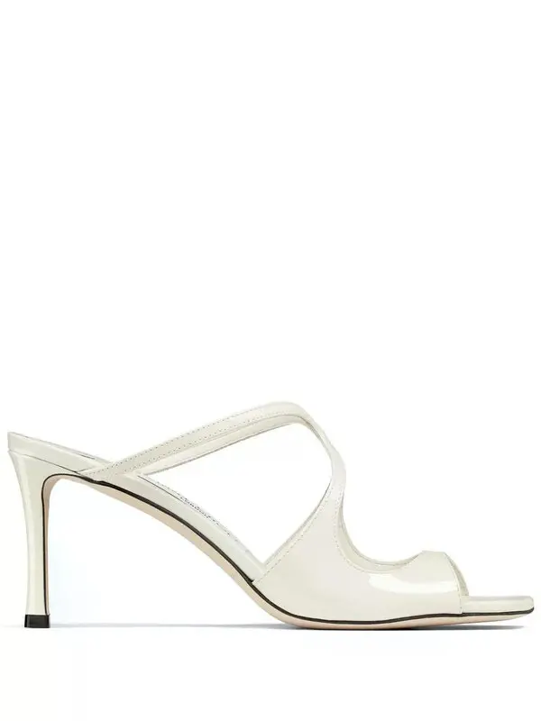 JIMMY CHOO Anise Patent Leather Heeled Mules - White