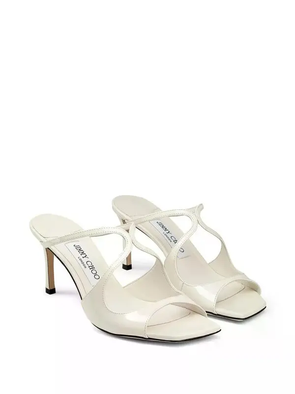 JIMMY CHOO Anise Patent Leather Heeled Mules - White