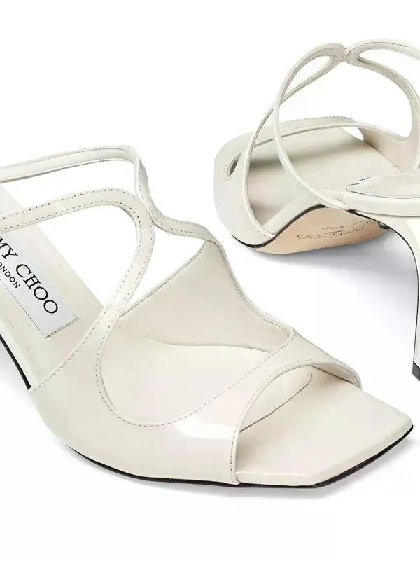 JIMMY CHOO Anise Patent Leather Heeled Mules - White