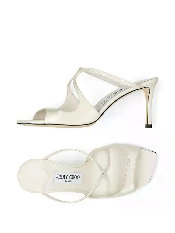 JIMMY CHOO Anise Patent Leather Heeled Mules - White