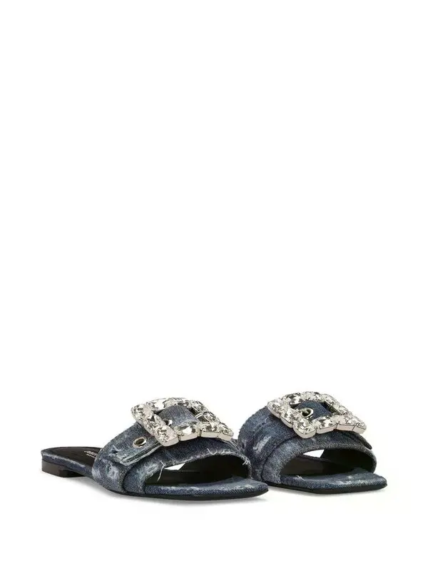 Dolce & Gabbana Embellished Patchwork-denim Sandals