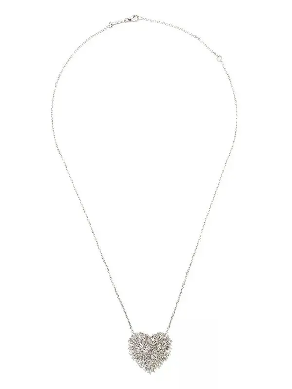 SUZANNE KALAN 18kt White Gold Heart Diamond Necklace - Silver