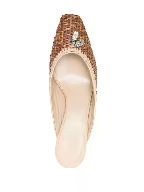 Gcds 60mm Monogram-embossed Raffia Mules