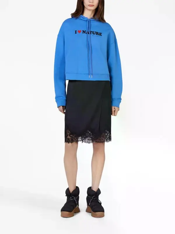 Stella McCartney Guipure Lace Trim Satin Skirt