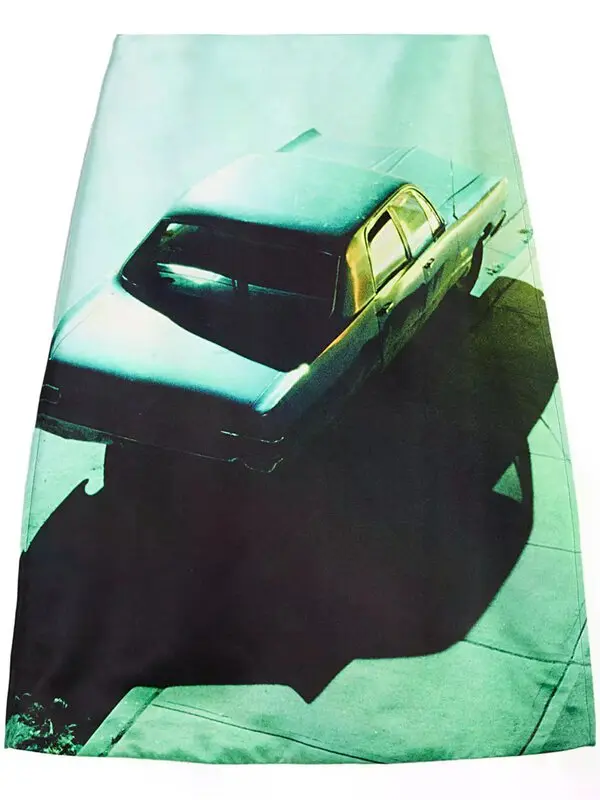 JIL SANDER Printed Satin Skirt - Green