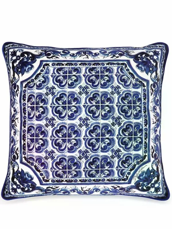 Dolce & Gabbana Medium Mediterraneo-print Cushion - Blue