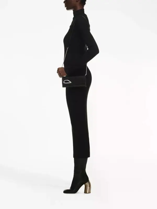 Off-White Ribbed Turtleneck Midi Dress