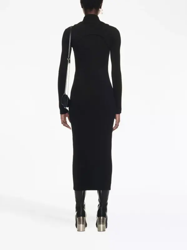 Off-White Ribbed Turtleneck Midi Dress