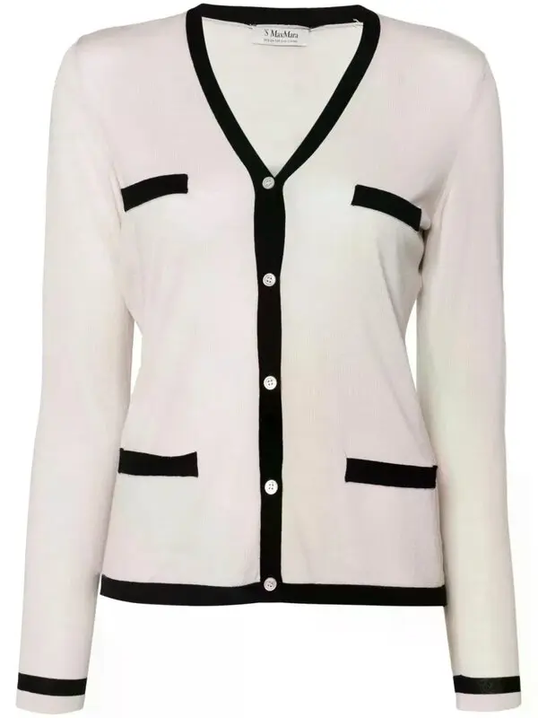 Max Mara Trimmed V-neck Cardigan - Neutrals