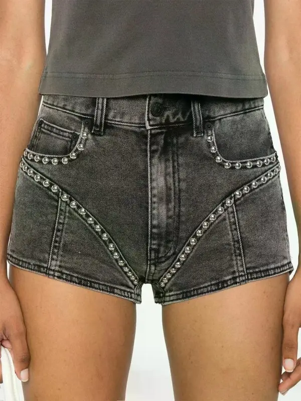 MUGLER Stud-detailed Denim Mini Shorts