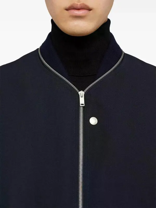 JIL SANDER Zip-embellished Wool Bomber Jacket