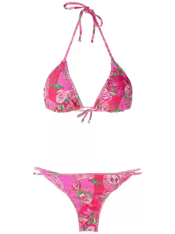 AMIR SLAMA Floral-print Bikini Set - Pink