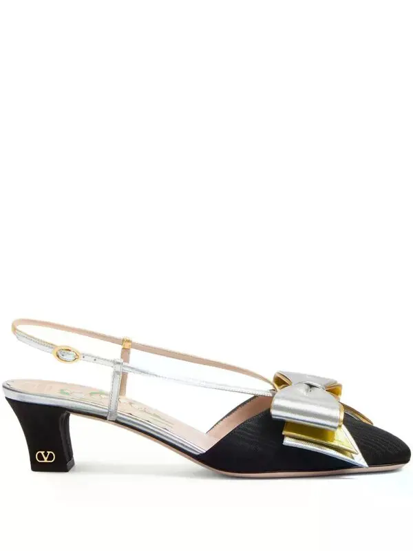 Valentino Garavani Moiré Fabric Slingback Pumps With Bow Detail