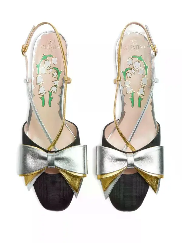 Valentino Garavani Moiré Fabric Slingback Pumps With Bow Detail