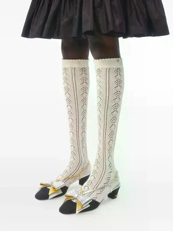 Valentino Garavani Moiré Fabric Slingback Pumps With Bow Detail