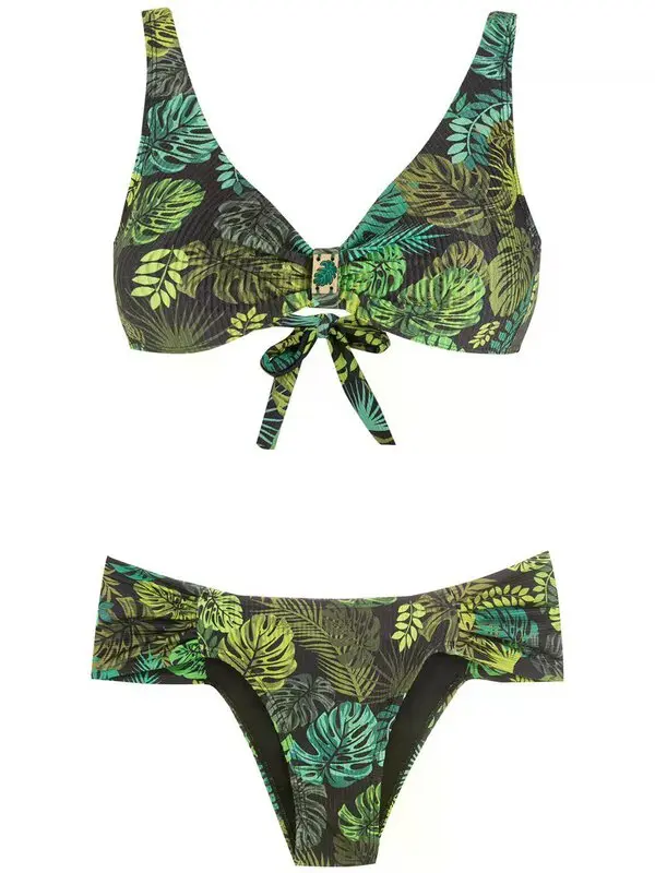 AMIR SLAMA Tropical Print Two-piece Bikini - Green