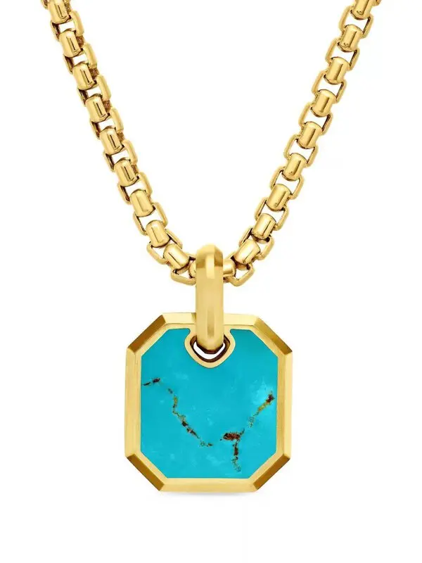 David Yurman 18kt Yellow Gold Roman Turquoise Amulet - Blue