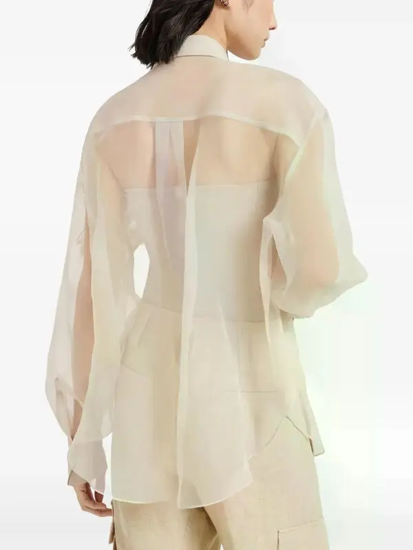 Brunello Cucinelli Flora-appliqué Shirt - Neutrals