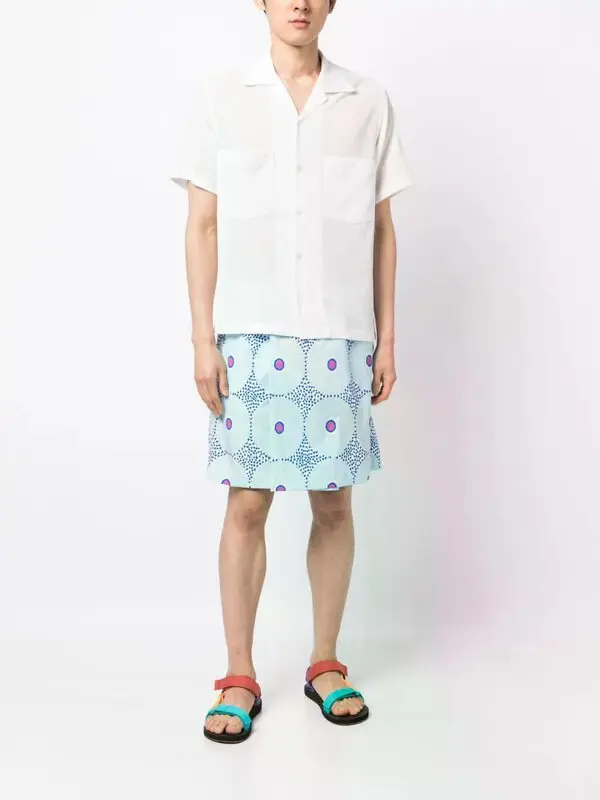 FUMITO GANRYU Graphic-print Drawstring Shorts - Blue
