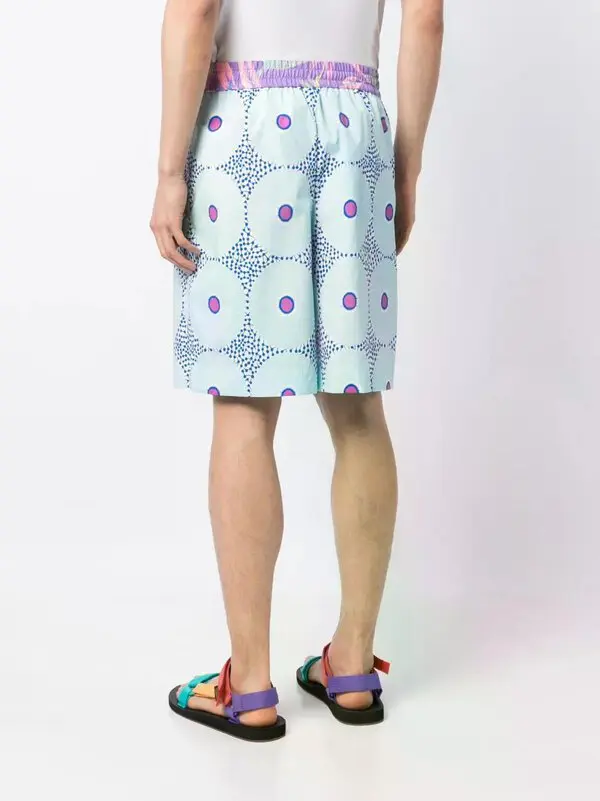 FUMITO GANRYU Graphic-print Drawstring Shorts - Blue