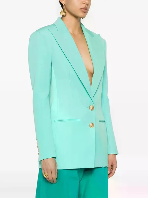 Balmain Virgin Wool Single-breasted Blazer - Blue