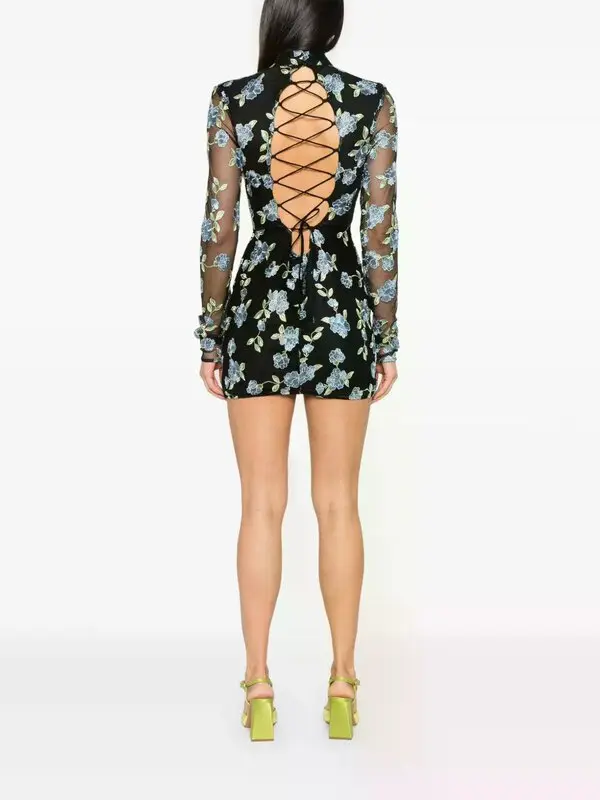 ROTATE BY BIRGER CHRISTENSEN Mesh Longsleeve Mini Dress
