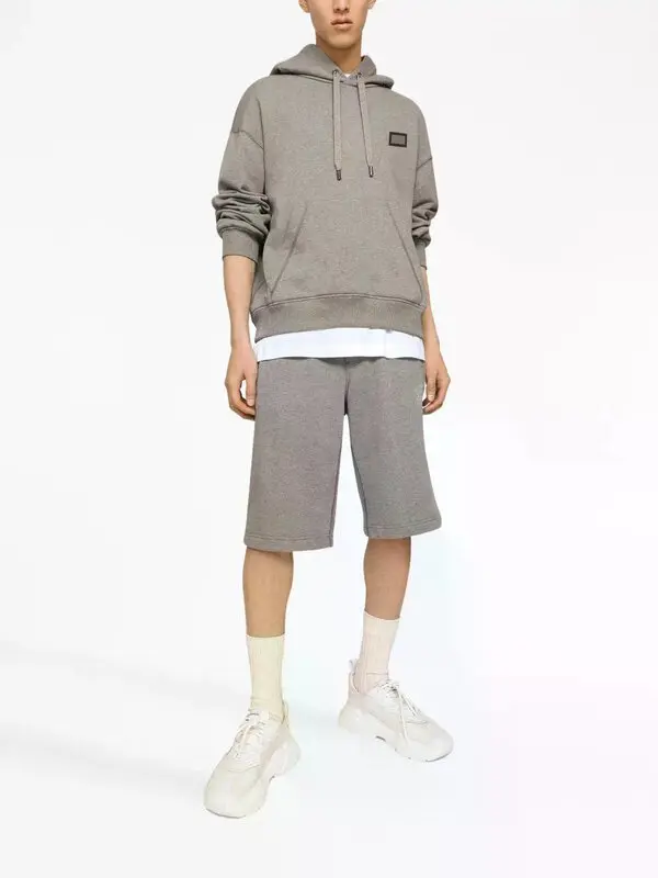 Dolce & Gabbana Logo-patch Cotton Hoodie - Grey
