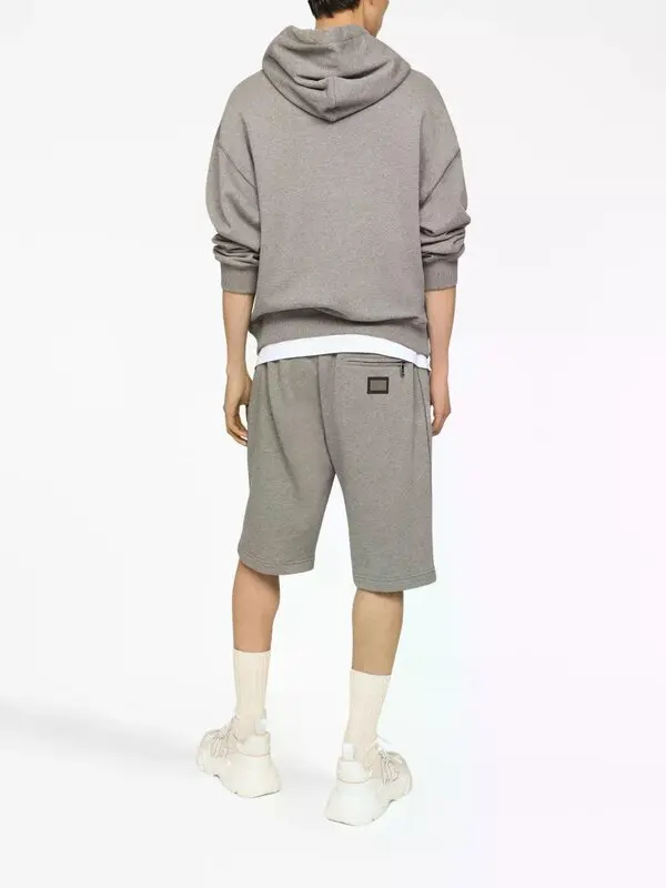 Dolce & Gabbana Logo-patch Cotton Hoodie - Grey