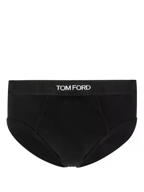 TOM FORD Logo-waist Cotton Briefs - Black