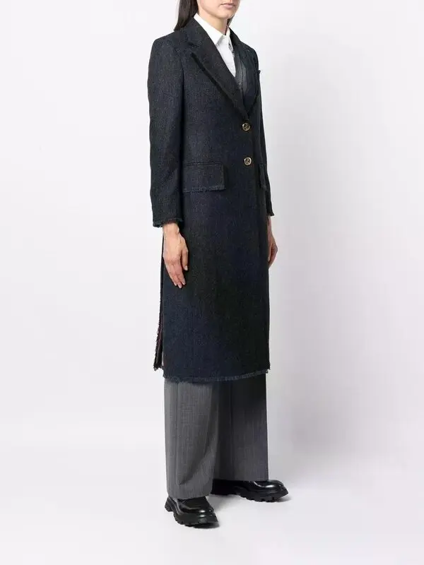 Thom Browne Tweed Single-breasted Coat - Blue