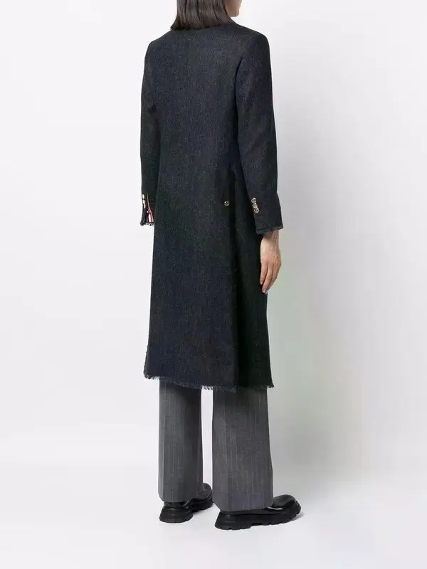 Thom Browne Tweed Single-breasted Coat - Blue