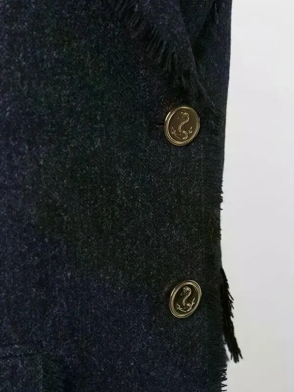 Thom Browne Tweed Single-breasted Coat - Blue