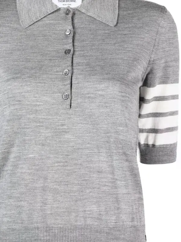 Thom Browne 4-bar Short-sleeve Polo Shirt - Grey