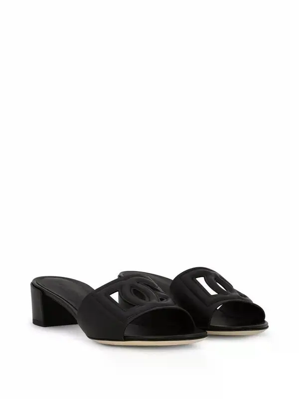 Dolce & Gabbana Bianca Embellished Leather Slides - Black