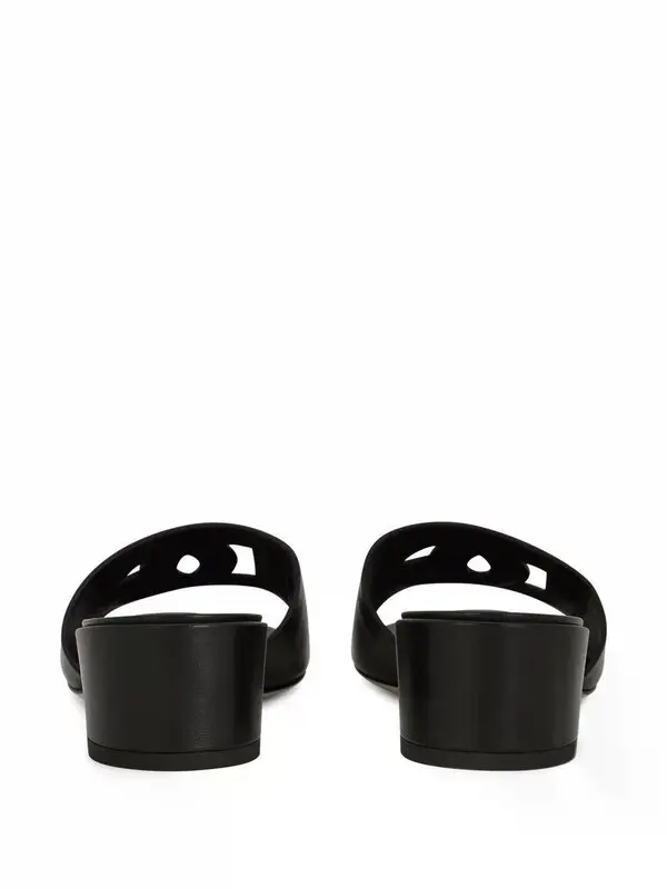 Dolce & Gabbana Bianca Embellished Leather Slides - Black