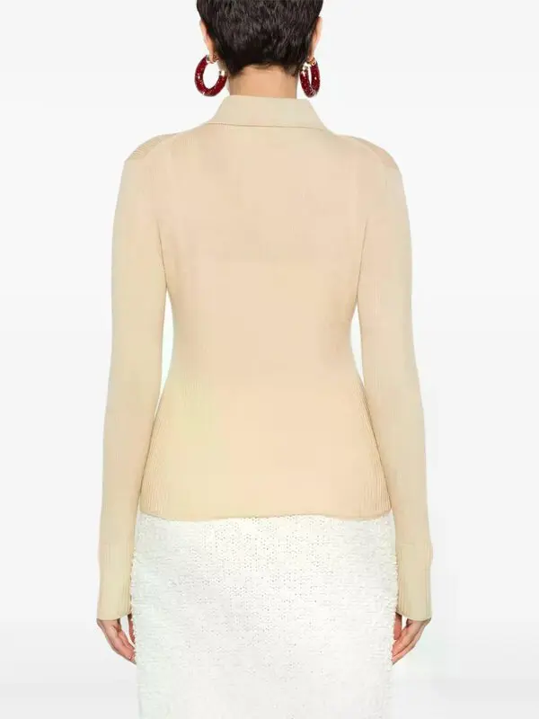 JOSEPH Ribbed Merino Wool Polo Top