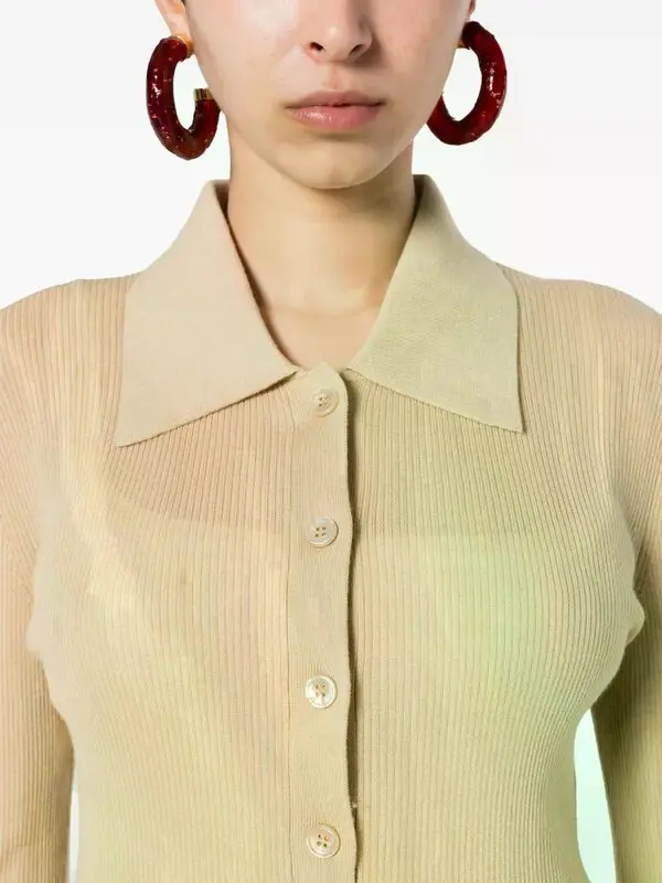 JOSEPH Ribbed Merino Wool Polo Top