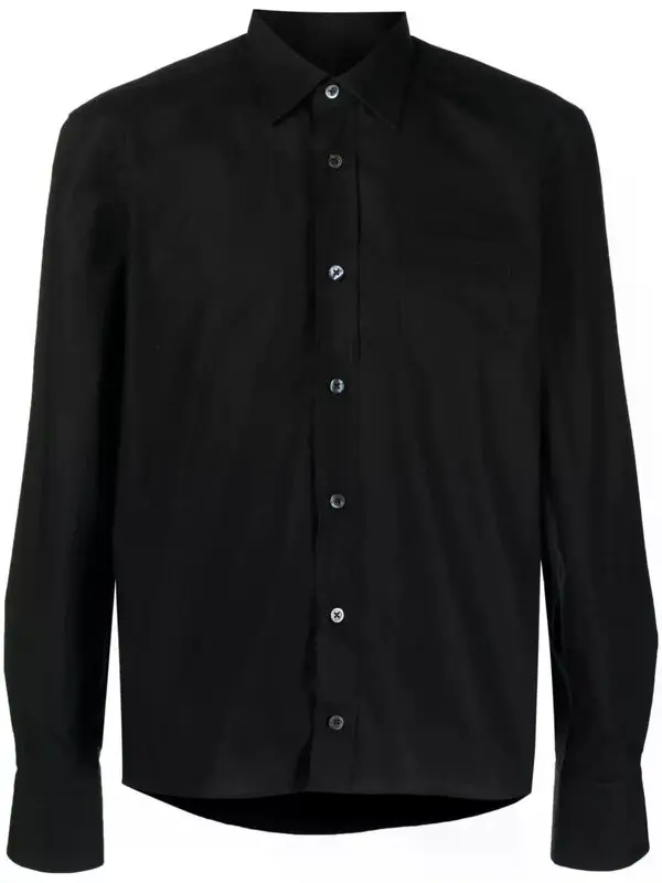 Raf Simons Logo-patch Long-sleeve Cotton Shirt